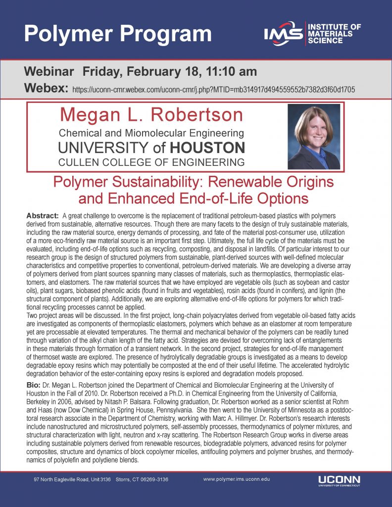 Polymer Program Webinar - Megan L. Robertson | Polymer Program