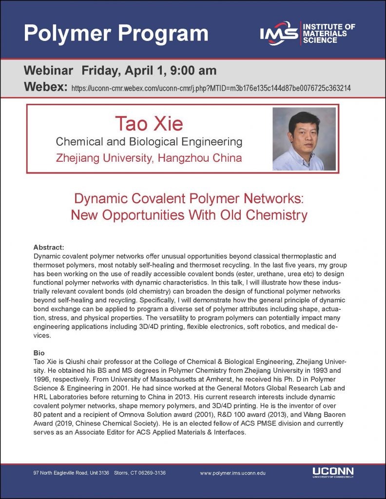Polymer Program Webinar - Tao Xie | Polymer Program
